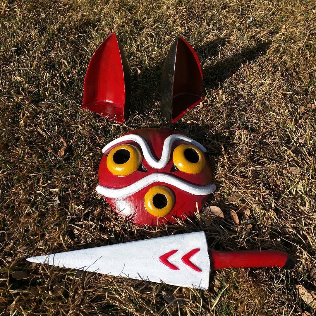 Princess Mononoke cosplay set Mask Ears Knife 3D printed