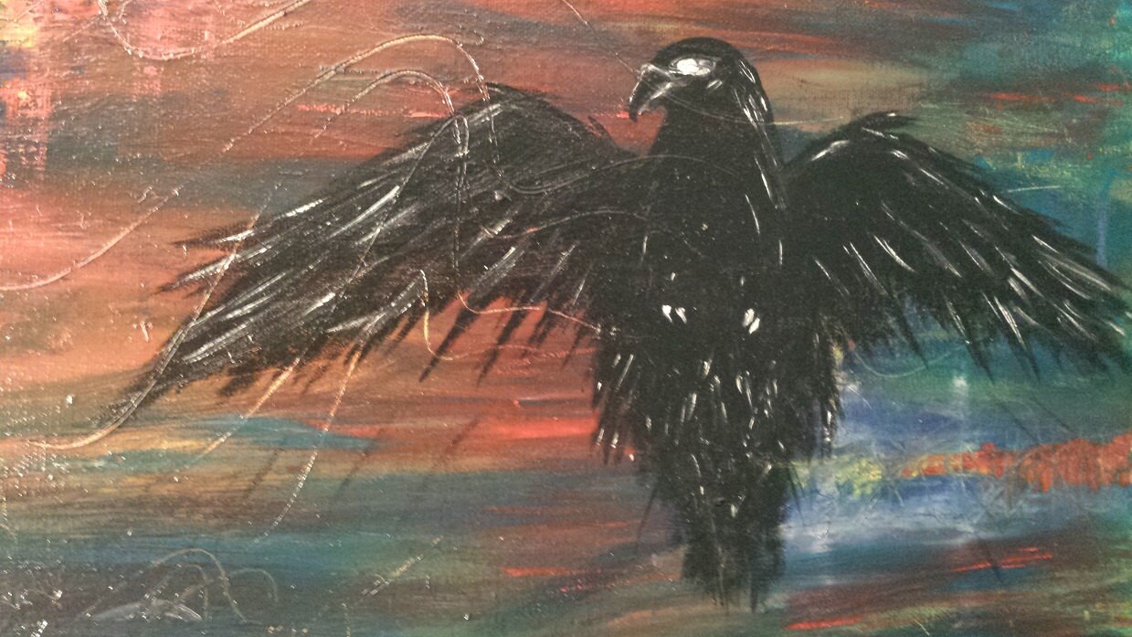 The Raven Oil on Canvas Abstract Art Original Art