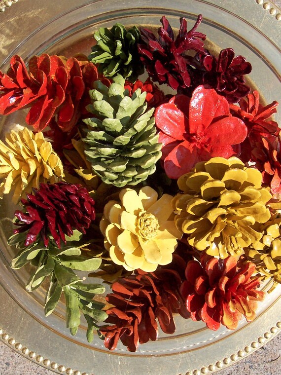 Fall Pine Cones painted pretty fall colors. Thanksgiving