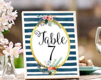 Navy table numbers | Etsy