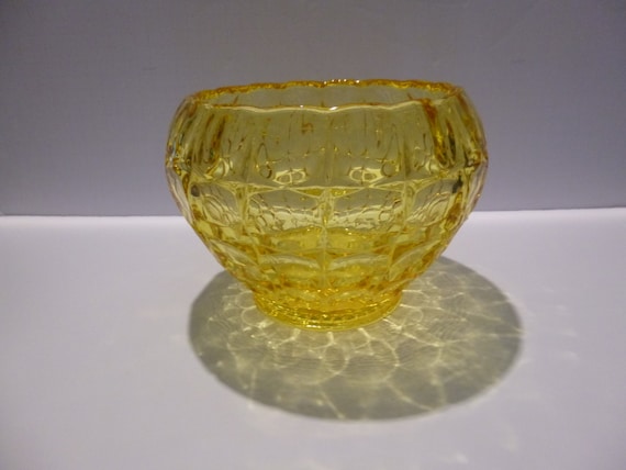 Vintage Hocking Glass Company Canary Yellow Block Optic Rose