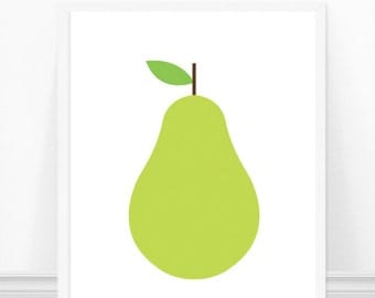 Items similar to Modern Digital Art Print, Pear, Fruit, Wall Art ...