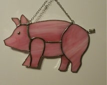 Unique stained glass pig related items | Etsy