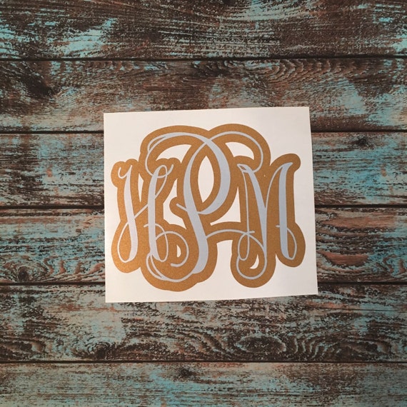 Double Layer Monogram Decal Vine Interlocking Monogram Vinyl