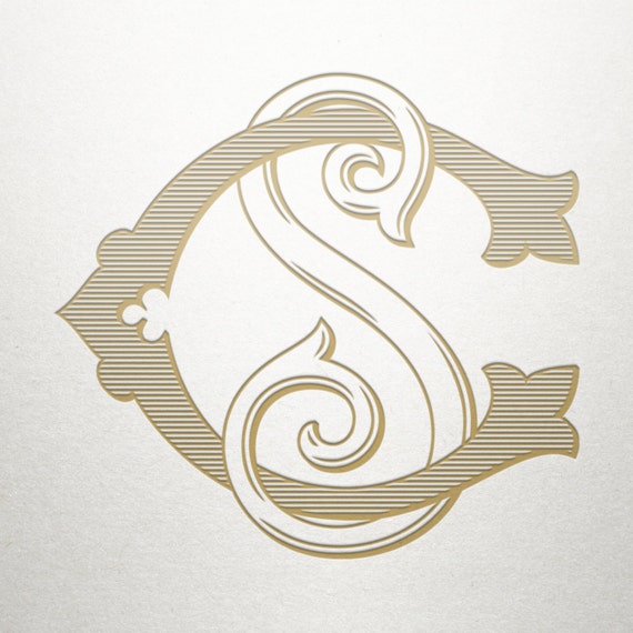 Vintage Digital Monogram CS SC Digital Monogram