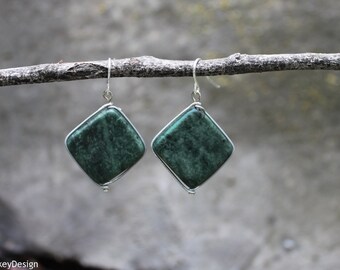 Triangle Turquoise Howlite Stone Square Bead by BessBlakeyDesign