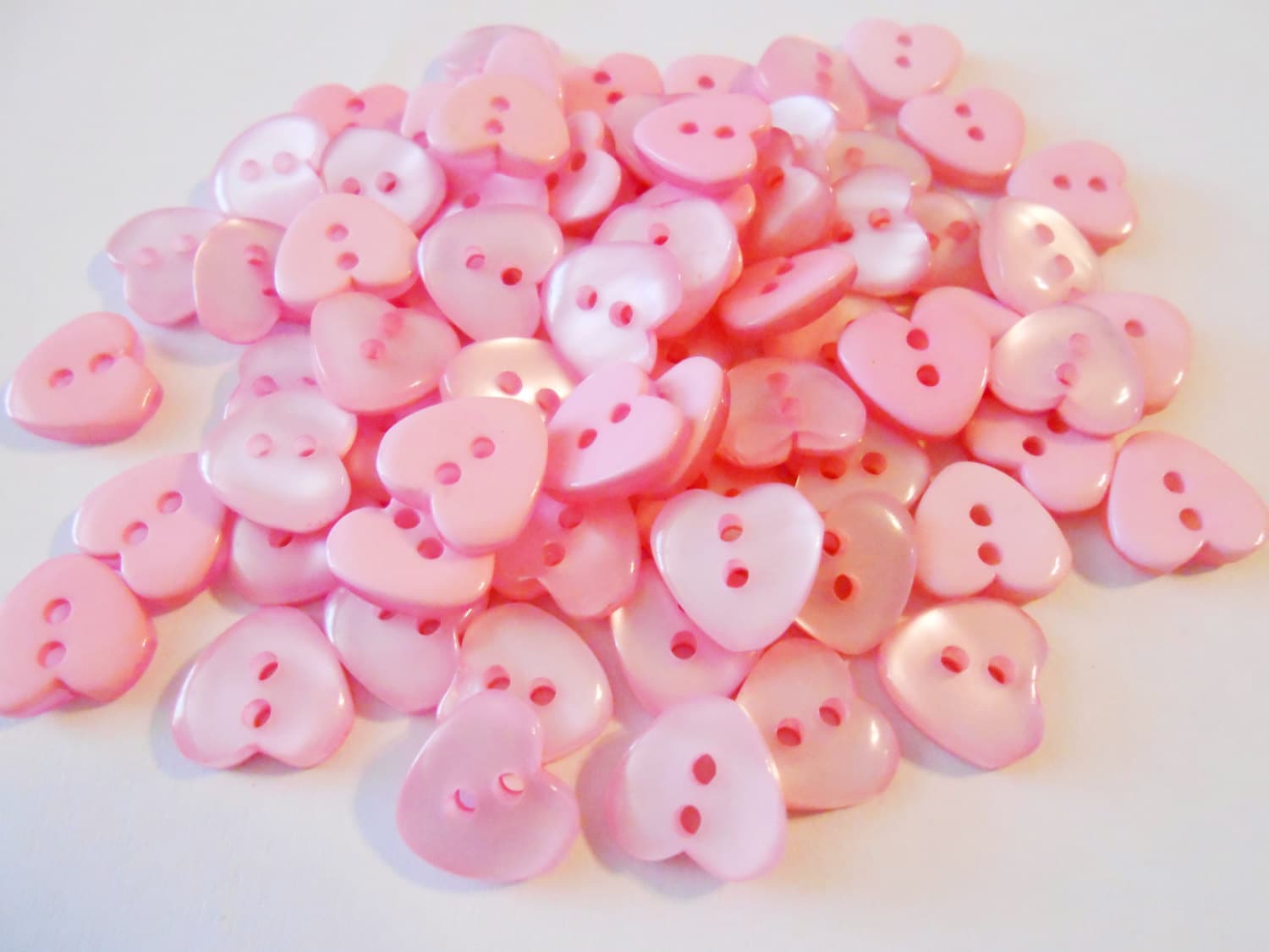 Pink Heart Buttons Resin Buttons Small 11 mm Heart Shaped