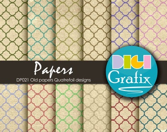 Items similar to Coral & Aqua Scrapbook Paper w Quatrefoil, Chevron ...