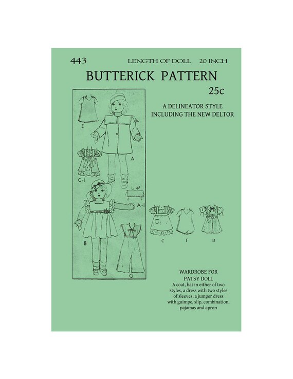 20 inch Patsy Doll Clothes Sewing Pattern Butterick 443