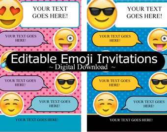 Unique emoji invitation related items | Etsy