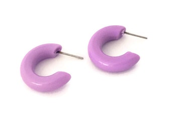 Dark Aqua Blue Hoops Blue Hoop Earrings Skinny Tubes by Leetie