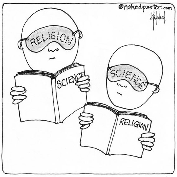 Items similar to Religion and Science CARTOON on Etsy