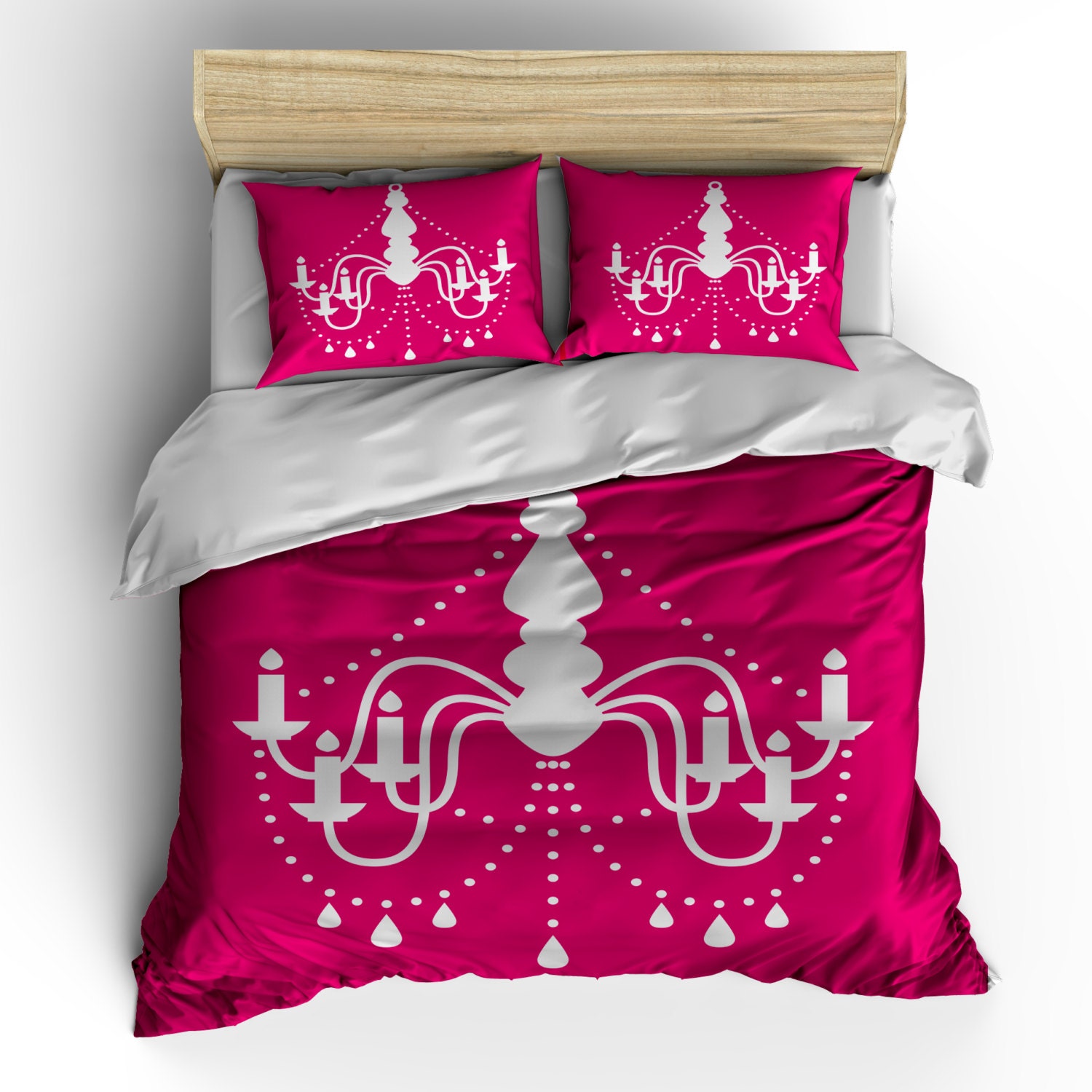 Custom Candleabra Bedding Raspberry and White Available