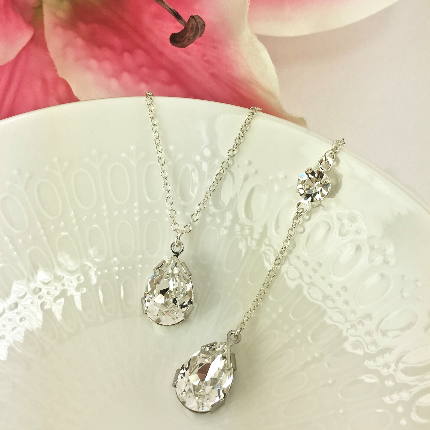 Backdrop Necklace ATTACHMENT Pear Shaped Rhinestone Swarovski Backdrop Necklace ATTACHMENT Pear Shaped Rhinestone Swarovski