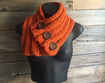 Knitted button scarf | Etsy