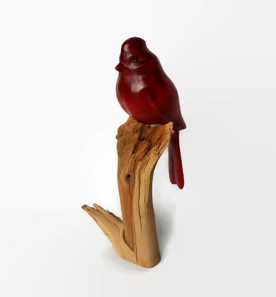 Red Cardinal Wood Carving Bird Lover Gift Gift for Her for