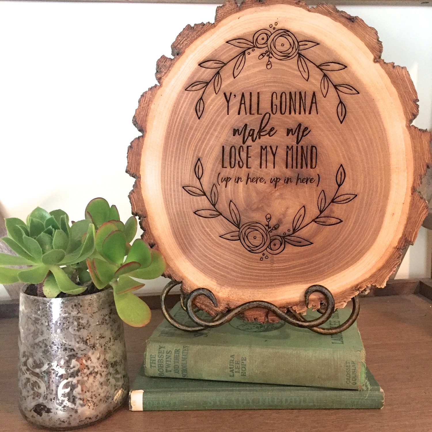 Rustic Wood Sign Engraved Elm Log Farmhouse Decor