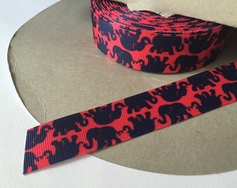 Pink and navy ribbon | Etsy