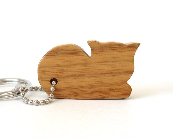 Cat Key Chain Kitten Key Chain Wood Scroll Saw Outline Animal Key chain ...