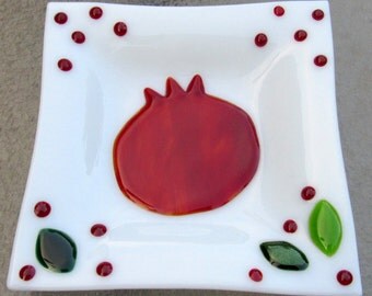 Fused Glass Apple and Honey or Caramel Dish Rosh Hashanah