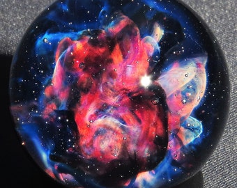 Red Velvet Nebula Glass Marble by SCGlassStudio on Etsy