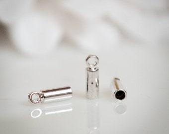 8 silver oval jewelry END CAPS with loop . Perfect for