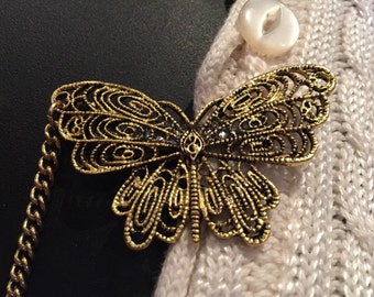 Sweater Pins: Shells with Crystals by jeweledspider on Etsy