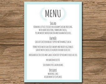 Rustic Wedding Menu Rehearsal Dinner Menu Reception Menu by DIVart