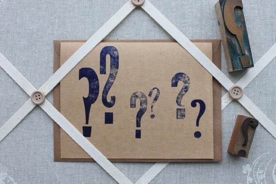 Question mark letterpress card / blank card / by impressus