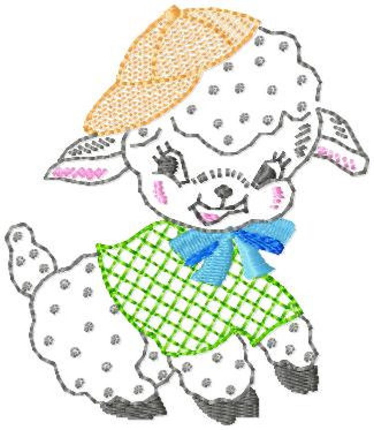 Vintage Baby Lamb Machine Embroidery Design by MommysApronStrings