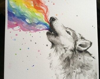 Wolf watercolor | Etsy