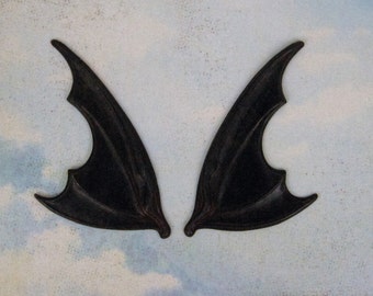 Gigantic Antique Silver Plated Brass Bat Pendant S-P08