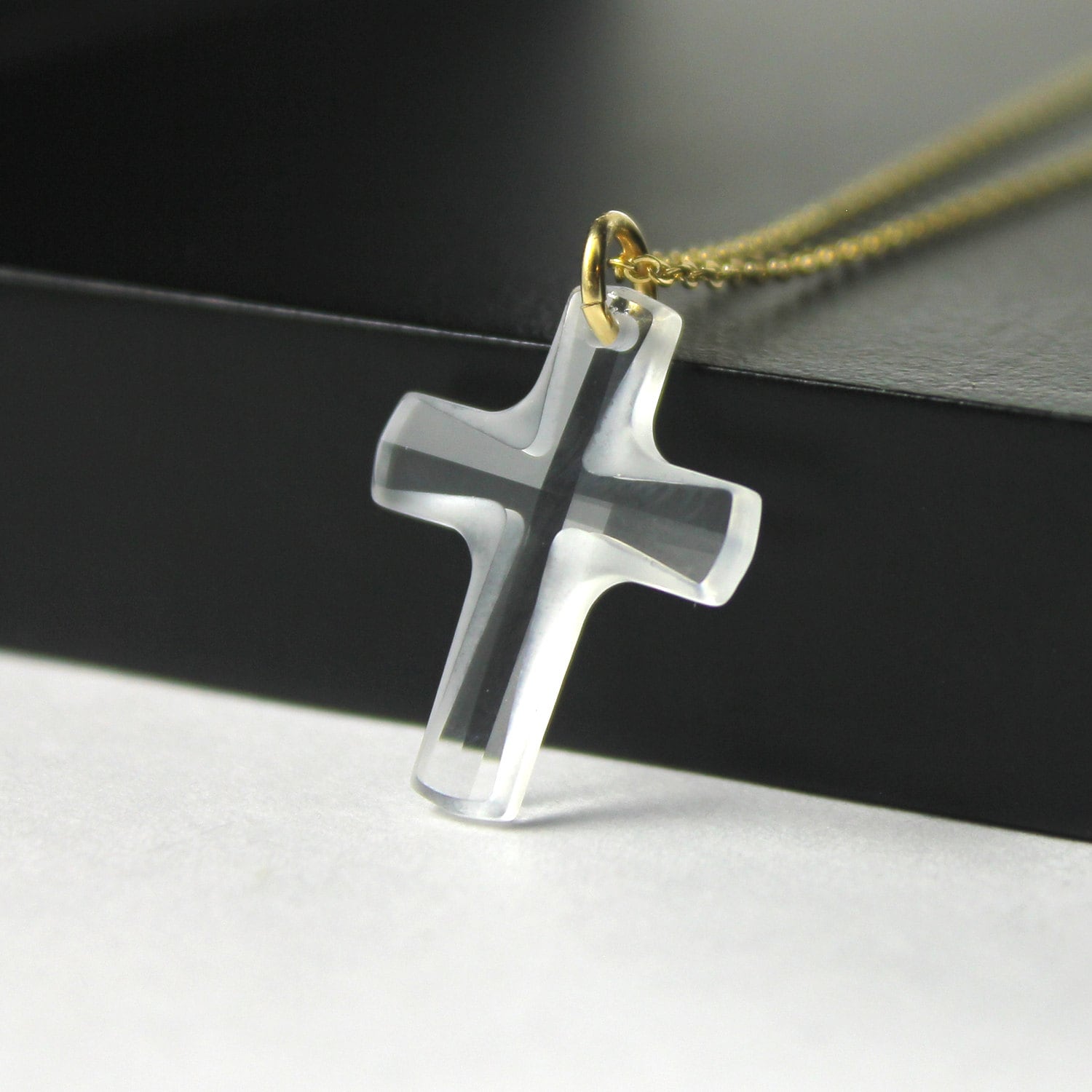 Swarovski Cross Necklace 14K Gold Filled Large Crystal