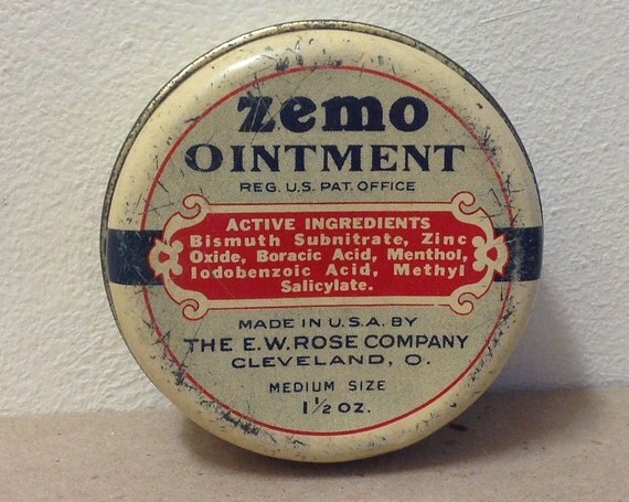 ZEMO Ointment old tin vintage pimple medicine EW Rose Co