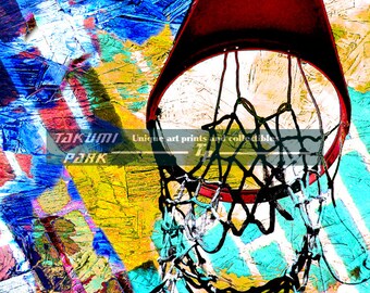 Colorful Sports Artwork Basketball Art Print Mancave by TakumiPark