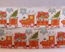 SALE 7/8" Christmas Ribbon, Printed Ribbon Grosgrain Ribbon Christmas ...