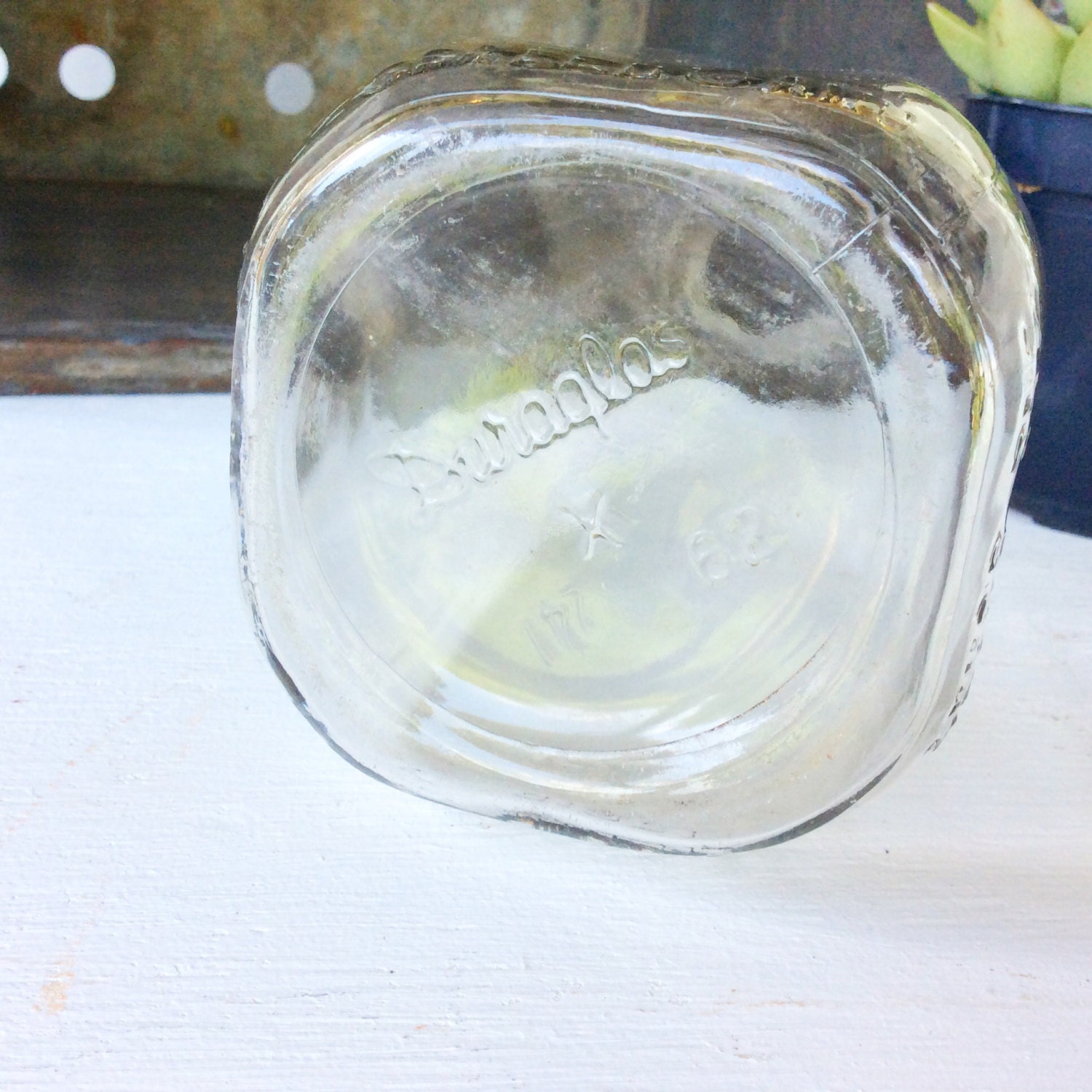 Vintage DURAGLAS Clear Glass One Quart Milk Bottle