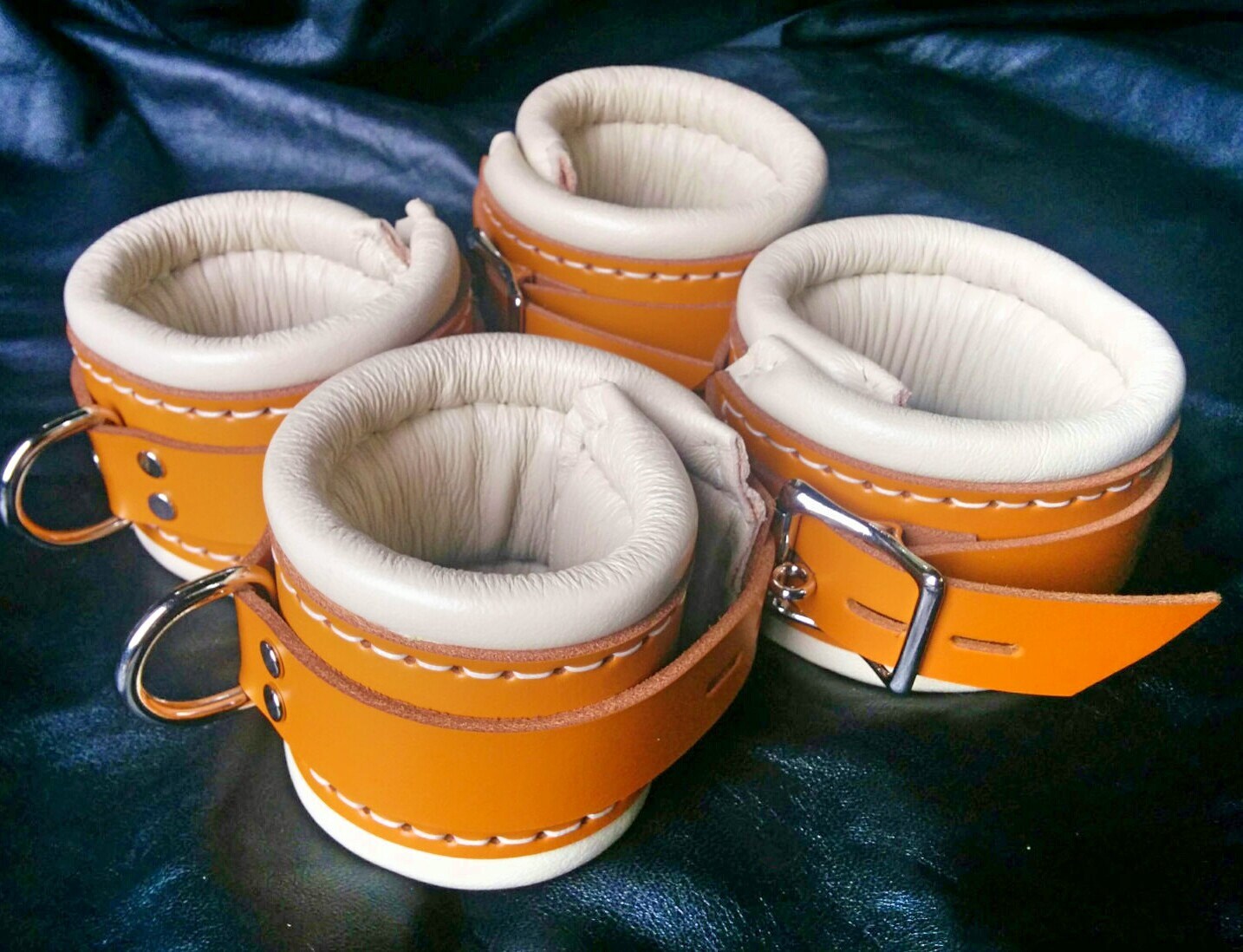 Hospital Medical Style Leather Bondage Restraints Wrist Ankle