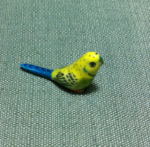 Miniature Ceramic Parrot Exotic Animal Cute Little Tiny Small