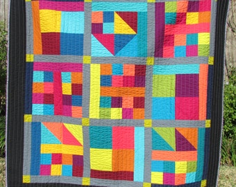 MODERN SPLASH of COLOR handmade quilt bright colors baby