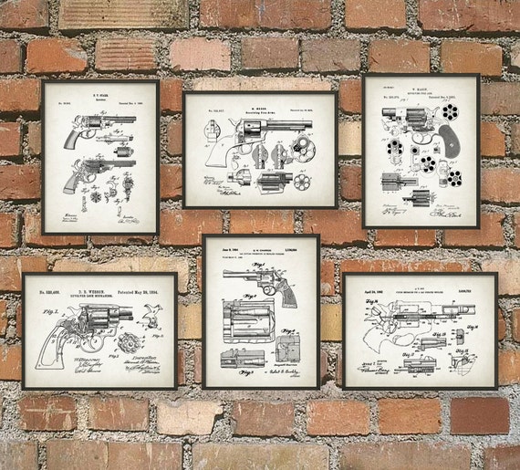Ultimate Revolver Gun Patent Print Set of 6 Revolver Patents
