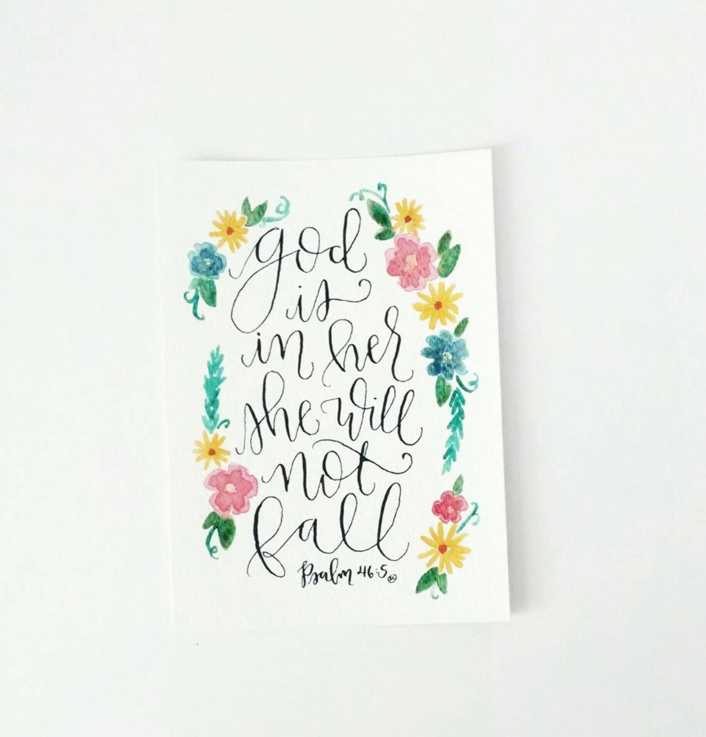 Original Calligraphy Verse 5x7 Hand Lettered Piece God