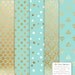 Celebrate Gold Foil Digital Papers in Aqua party patterns