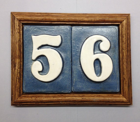 Address tiles in Oak frame plaque multiple color choices