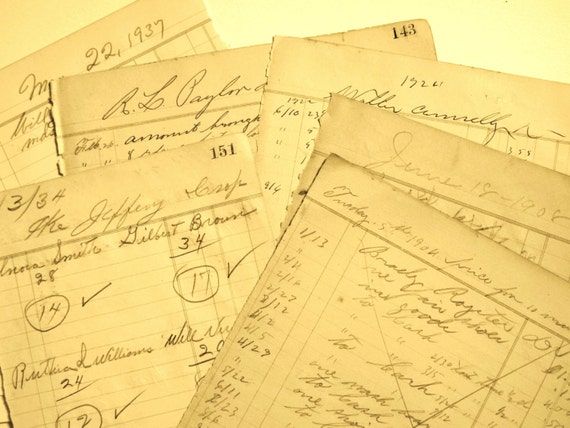 Antique Ledger Pages 100 Years Old from Memphis Gin and