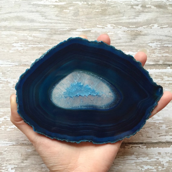 Extra Large Blue Agate Geode Slice Mineral by TheHollowGeode