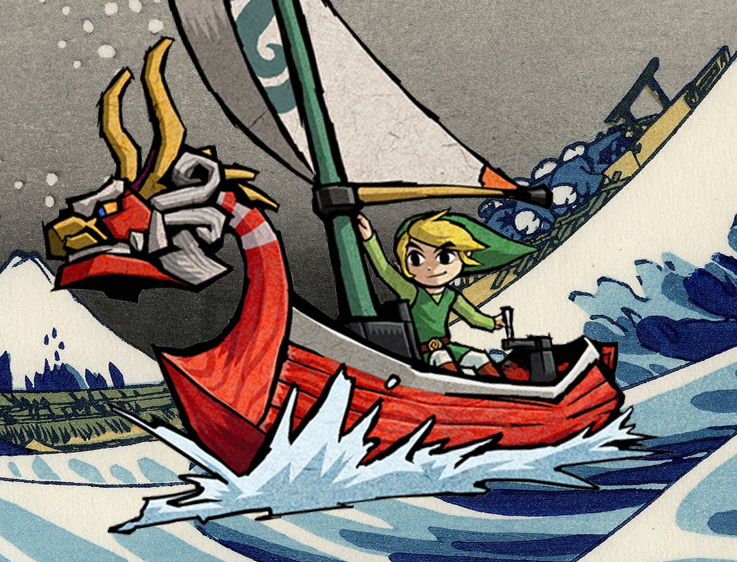 Legend of Zelda Windwaker The Great Wave of Kanagawa Art Print