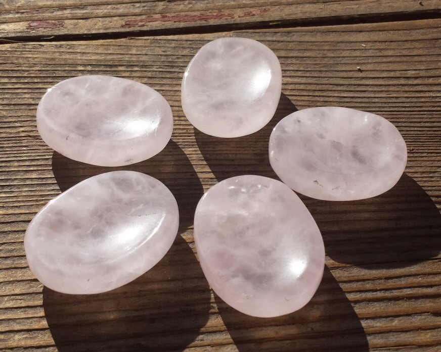 ROSE QUARTZ Worry Stone Natural Stone Hand Carved Gemstone