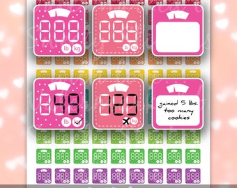 Weigh in Scale Planner Stickers PRINTABLE Pdf Jpg Diet