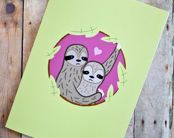 Sloth card | Etsy